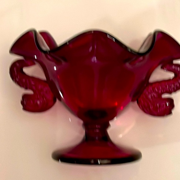 Fenton | Accents | Vintage Fenton Ruby Compote Double Dolphin Handles ...